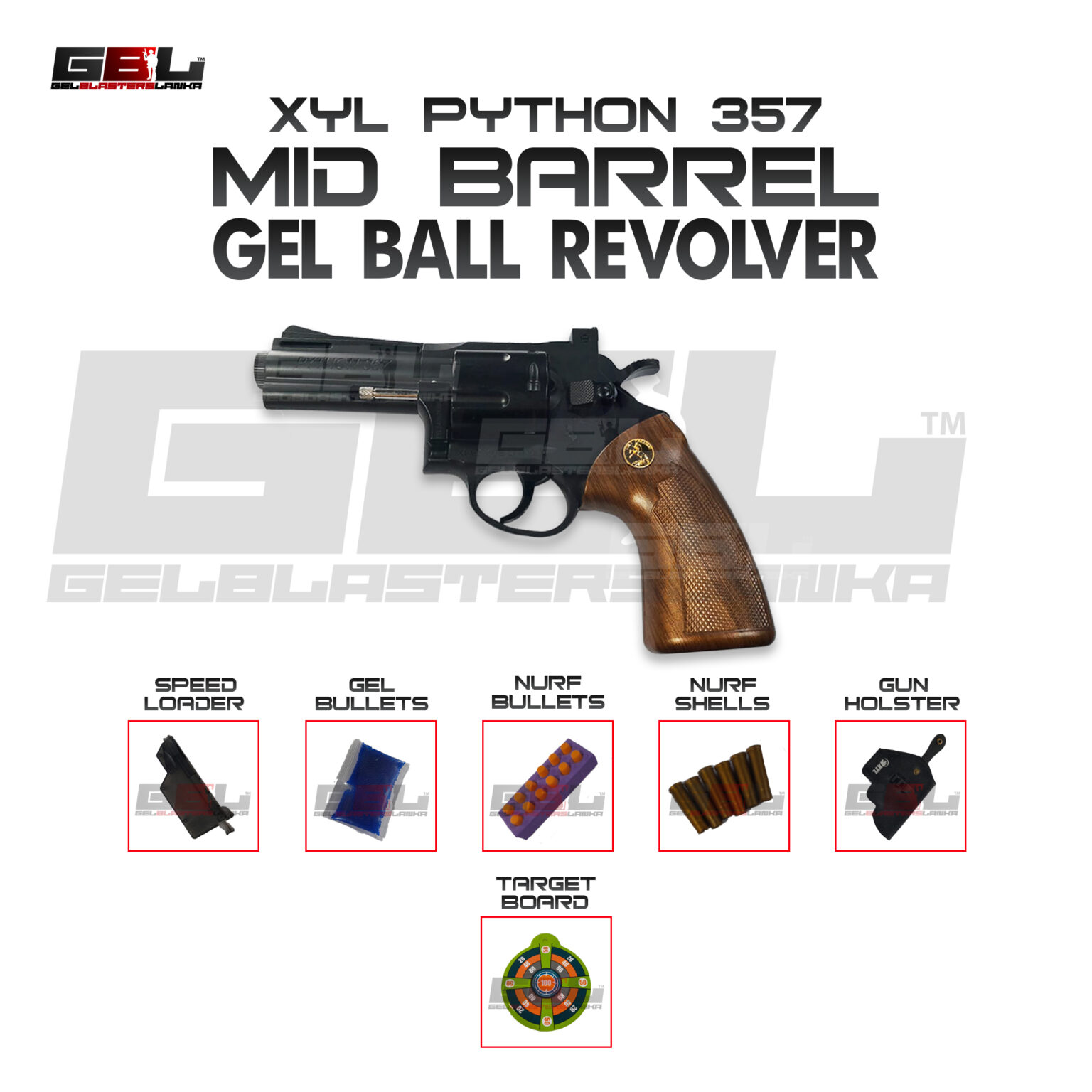 XYL Python 357 Mid Barrel Gel Ball Toy Revolver - Gel Blasters Lanka
