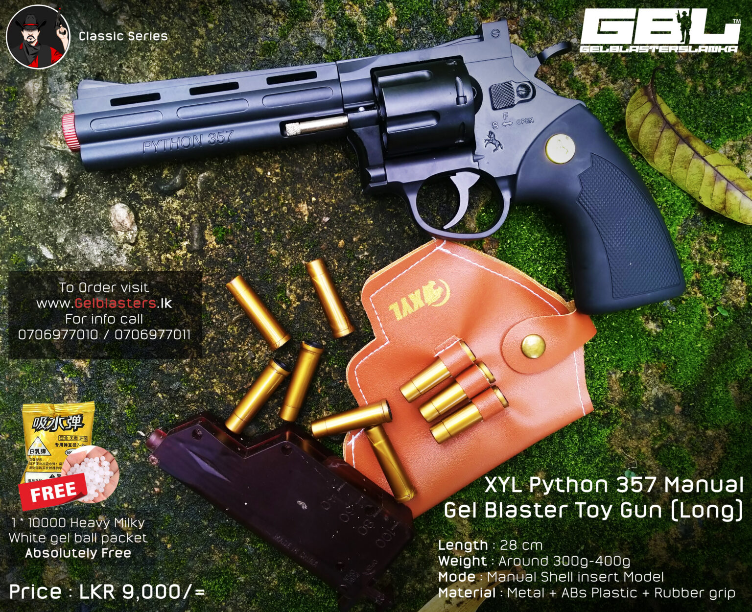 XYL Colt Python 357 Manual Gel Blaster Toy Gun (1:1 Scale , Long Barrel ...