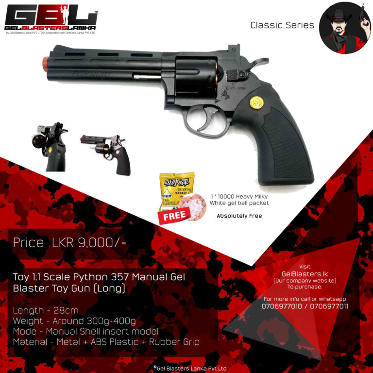 XYL Colt Python 357 Manual Gel Blaster Toy Gun (1:1 Scale , Long Barrel ...