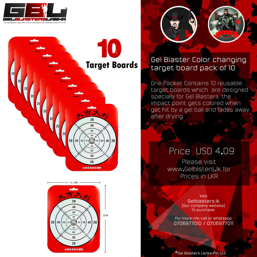 Color Changing target board for Gel Blasters 10 Pack - Gel Blasters Lanka