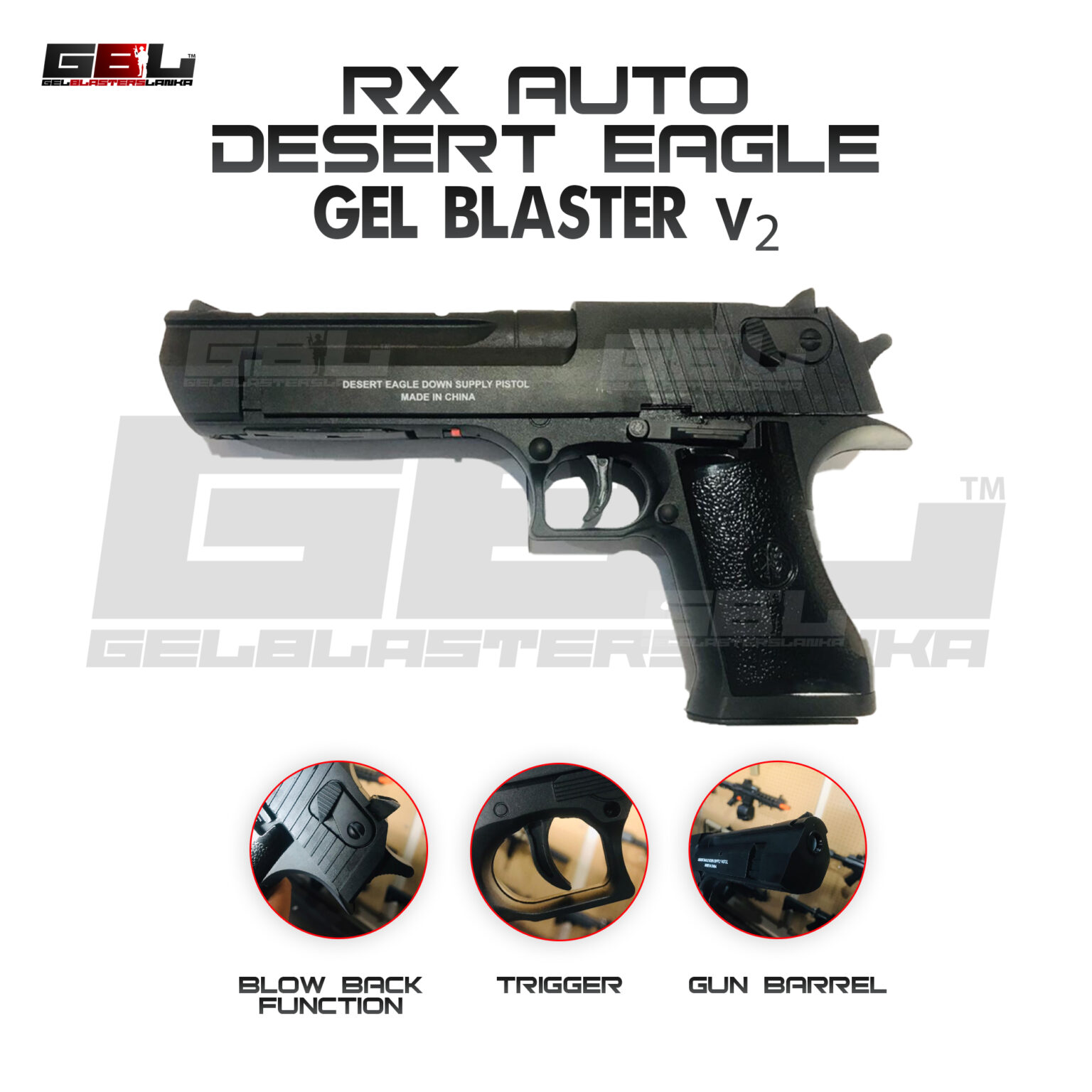 RX Auto Desert Eagle v2 Gel Blaster - Gel Blasters Lanka