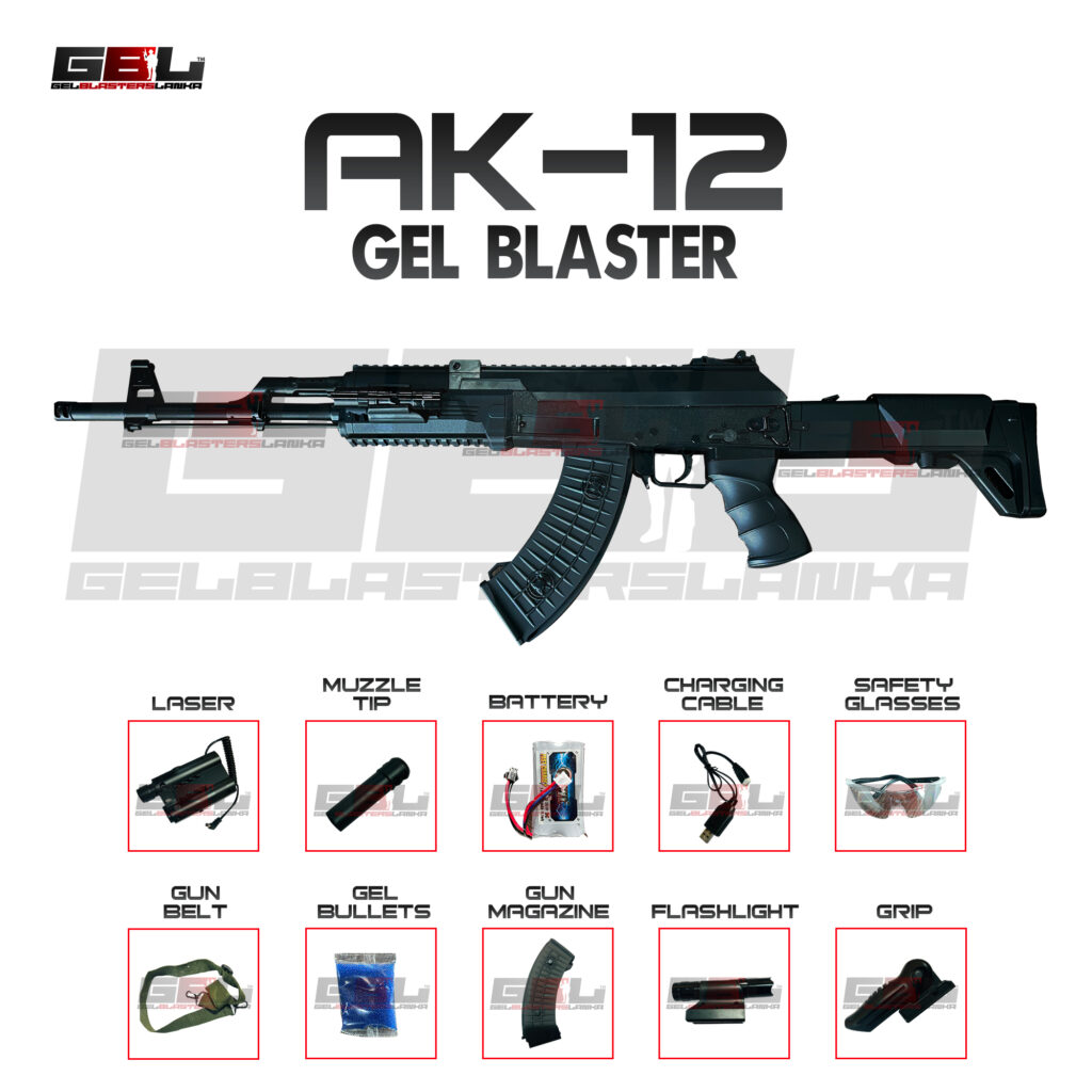 XYL AK12 Gel Blaster Toy Gun (Black) - 1:1 Scale - Gel Blasters Lanka