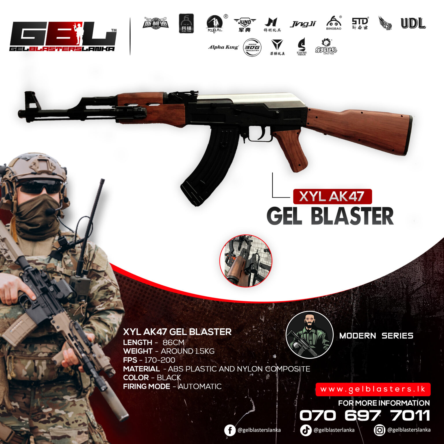 XYL AK-47 Gel Blaster - 1:1 Scale - Gel Blasters Lanka