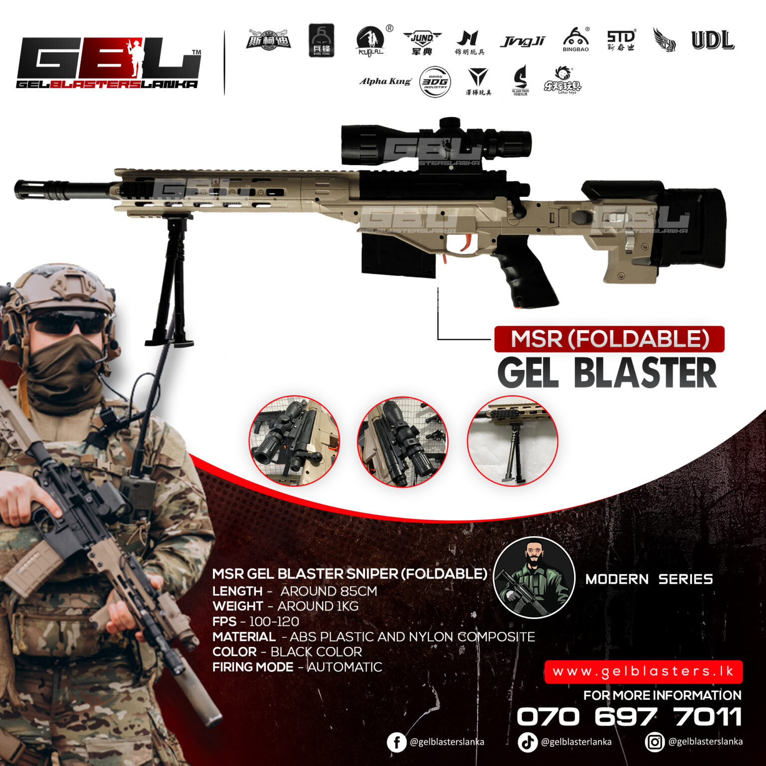 MSR Gel Blaster Sniper (Foldable) - Gel Blasters Lanka