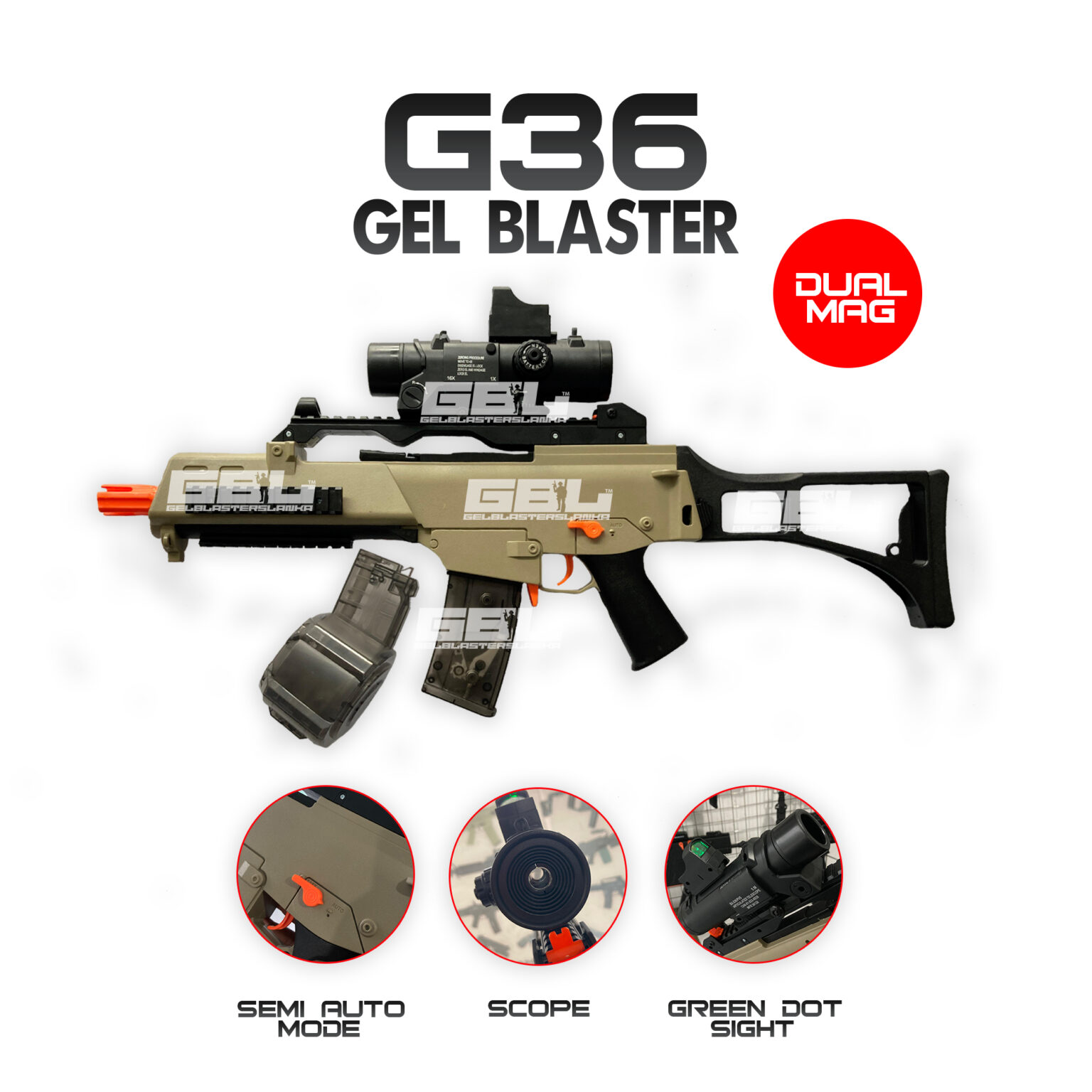 G36 Dual Magazine Gel Blaster - Gel Blasters Lanka