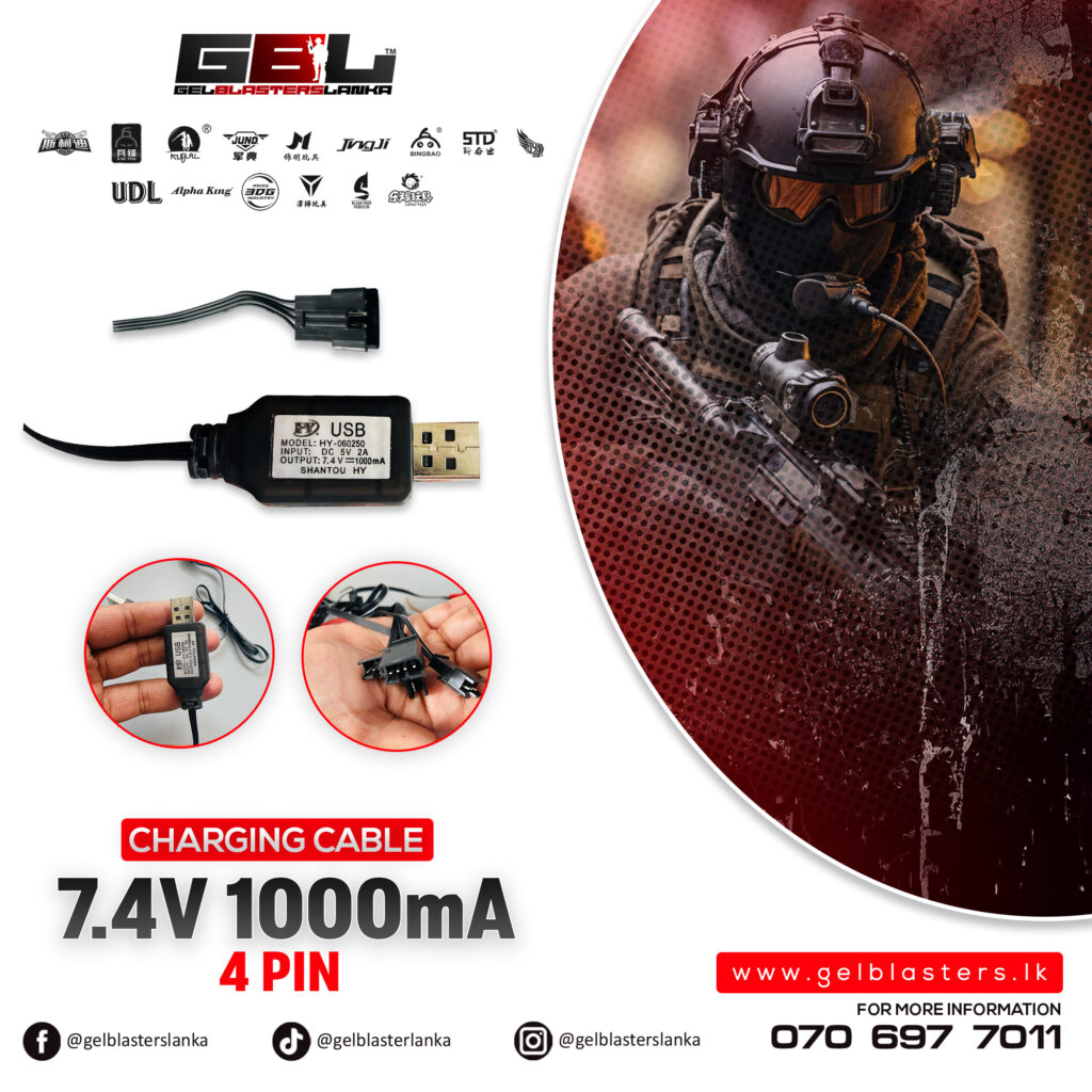 7.4V 1000mAh 4 Pin Charging Cable - Gel Blasters Lanka