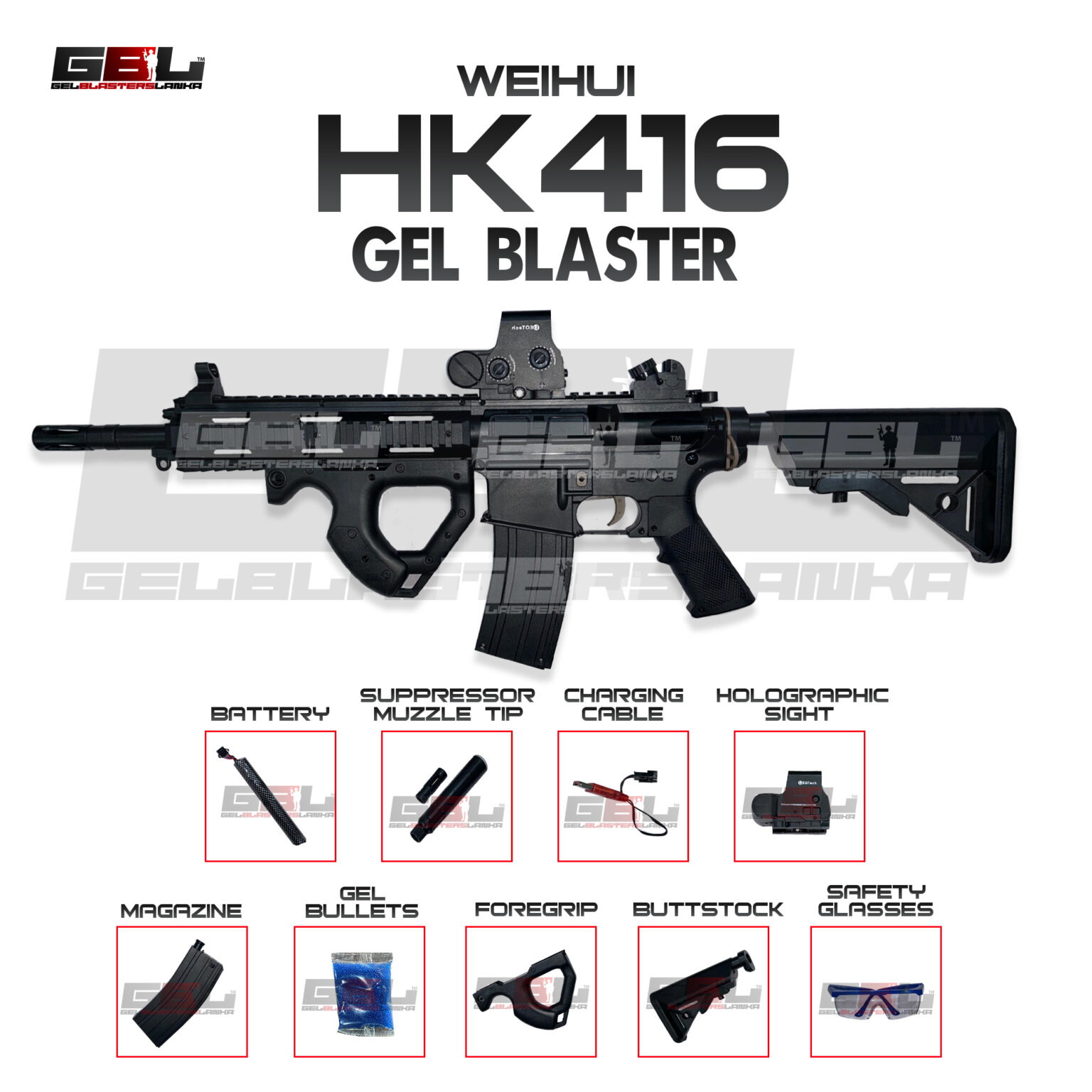Wei Hui HK416 Gel Blaster - Gel Blasters Lanka