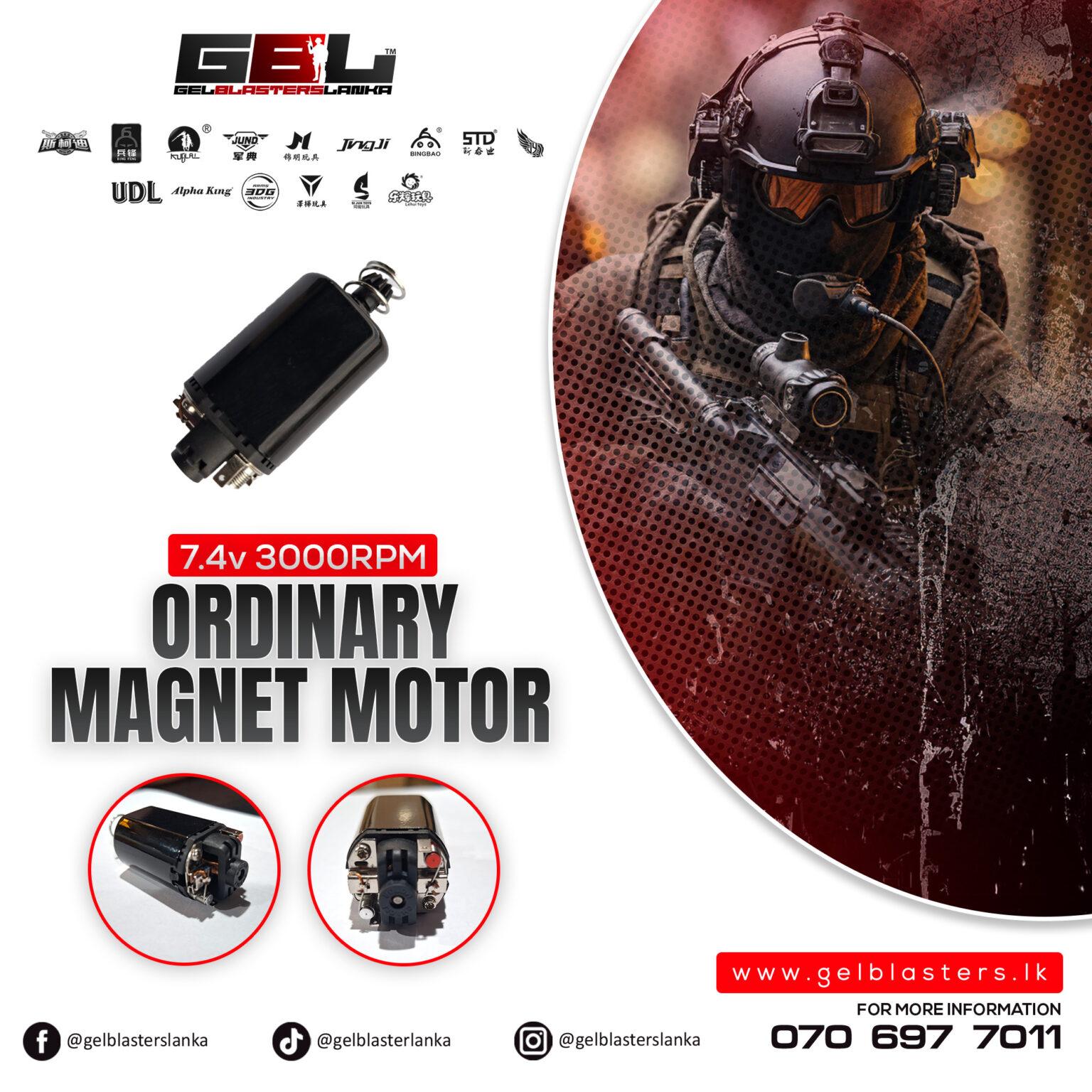 7.4v 3000RPM Ordinary Magnet Motor - Gel Blasters Lanka