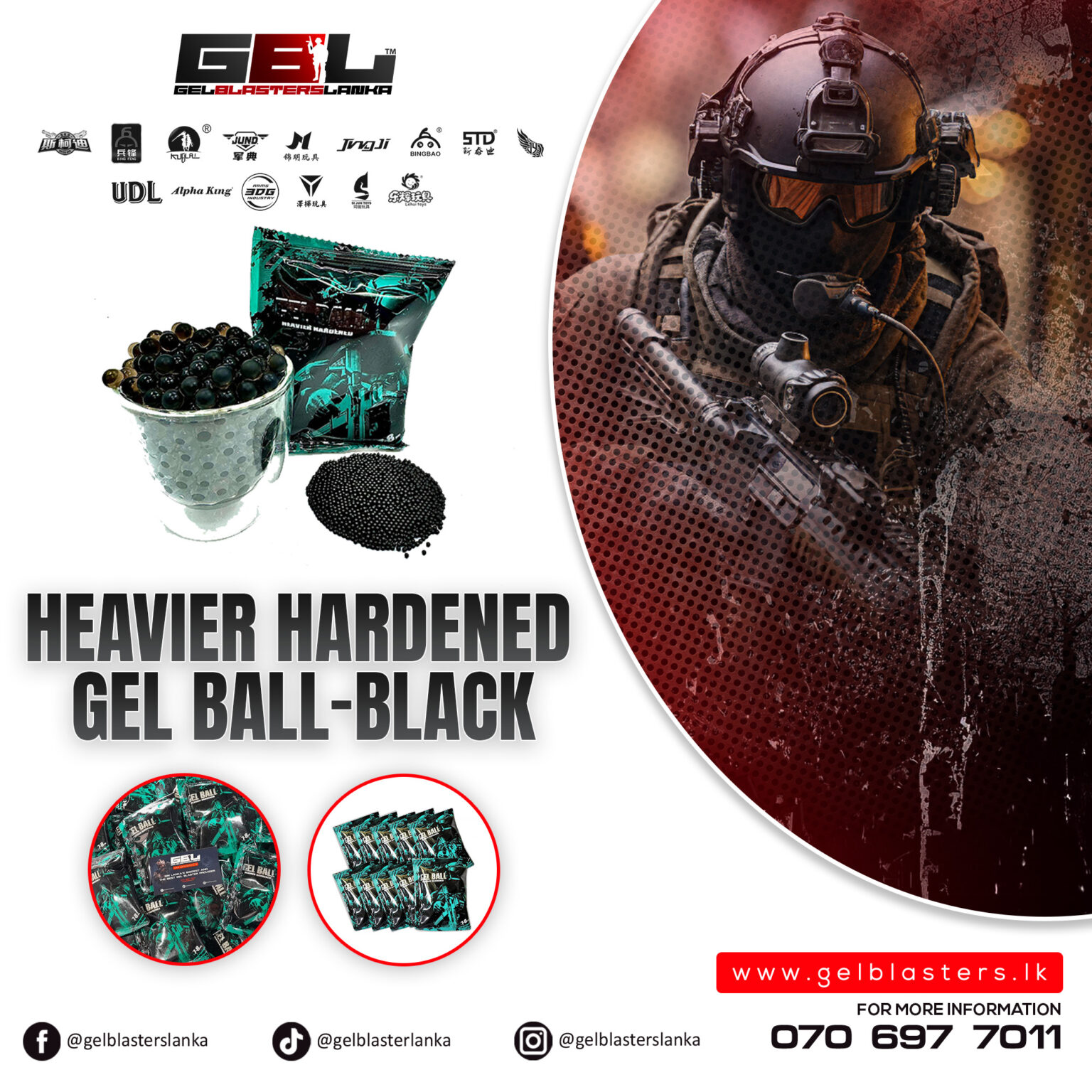 Heavier hardened Gel Balls - Black (10 000 Bullets) - Gel Blasters Lanka