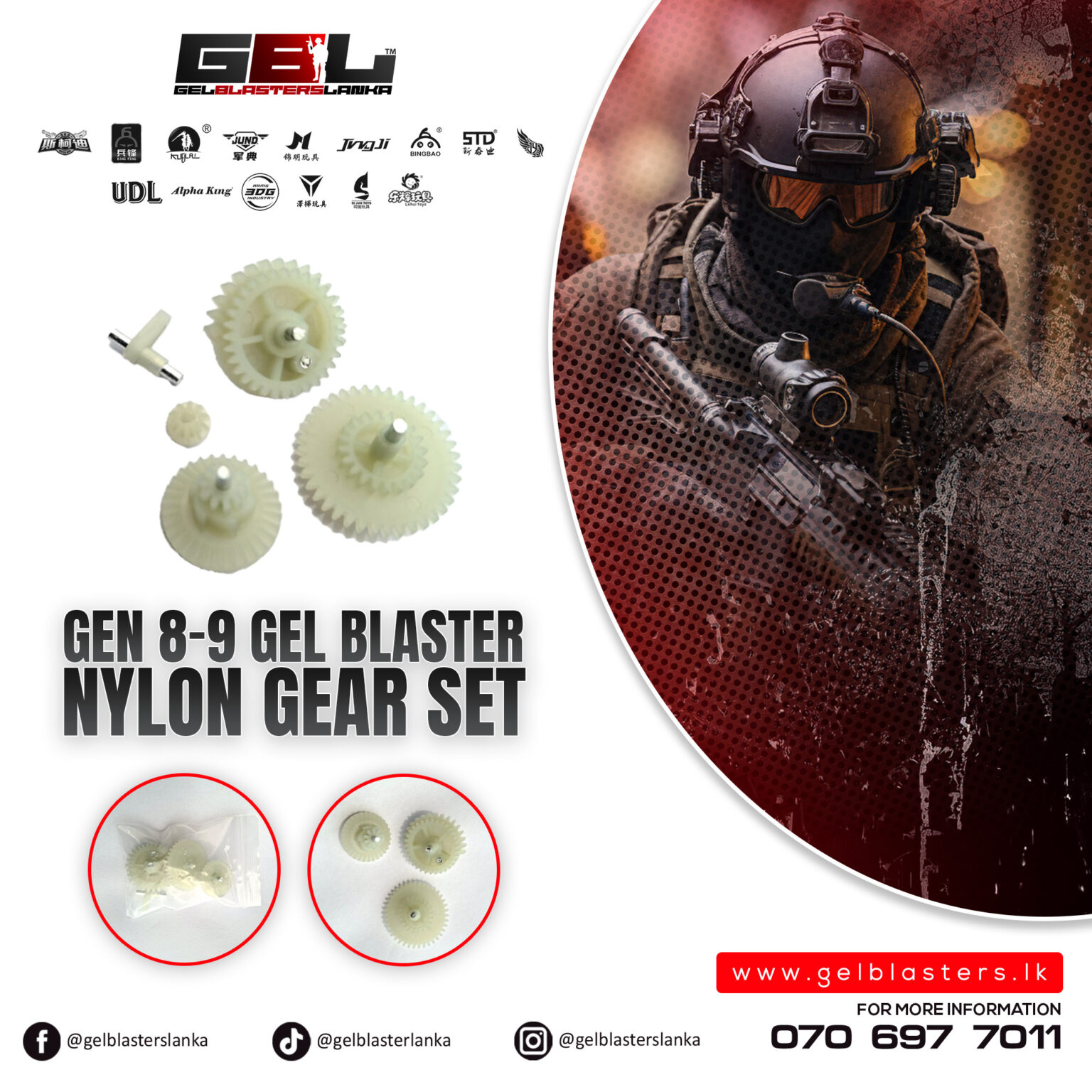 Gen 8-9 Gel Blaster Nylon Gear Set - Gel Blasters Lanka