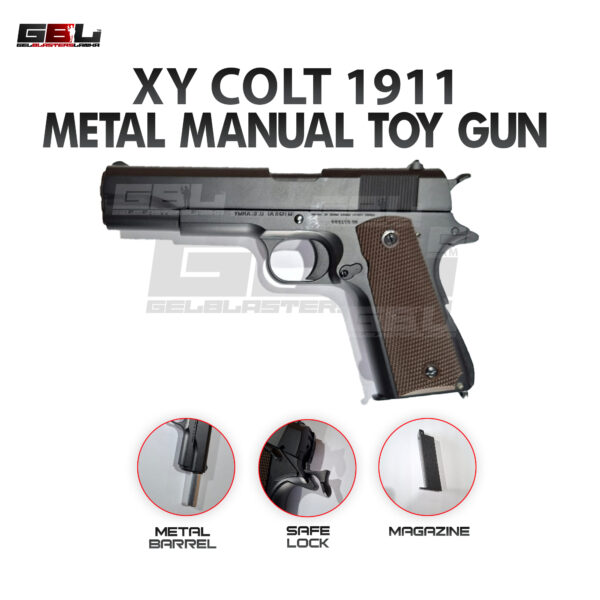 XY Colt 1911 Metal Manual toy gun Black (1:1 Scale) - Gel Blasters Lanka