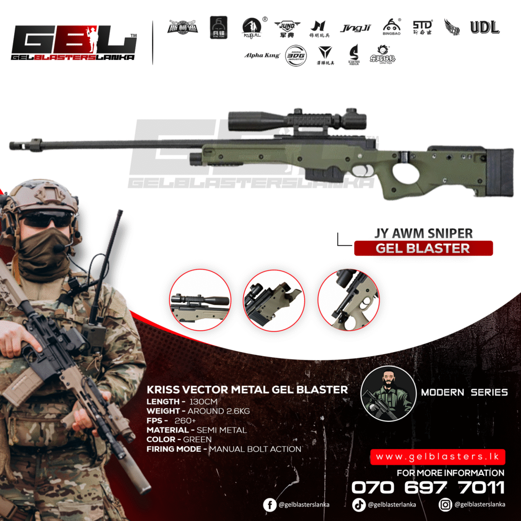 JY AWM Sniper Gel Blaster - Green color - Gel Blasters Lanka