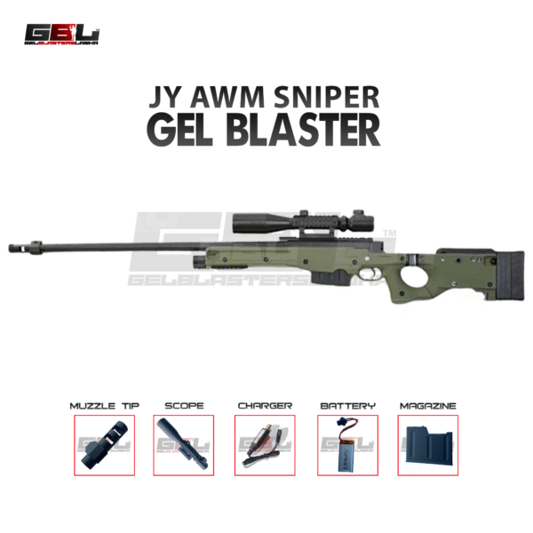 JY AWM Sniper Gel Blaster - Green color - Gel Blasters Lanka